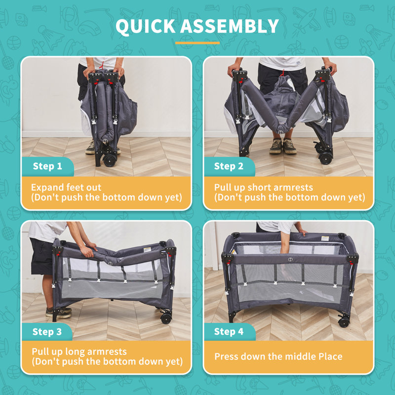 Zoomie Kids Aimili 5-in-1 Baby Bassinet Bedside Sleeper, with U-Shaped Diaper Table, Music Box ...